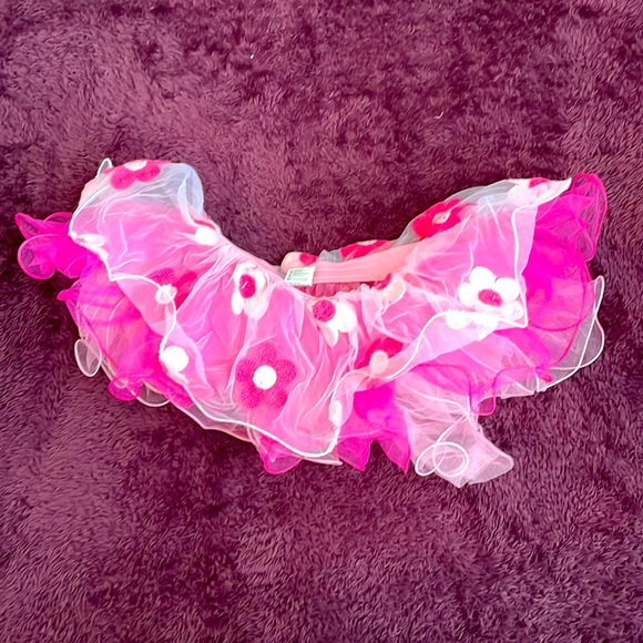 Costumes | 3t Pink Floral 3 Layer Mesh Tutu For Wear Over Dance Leotard ...